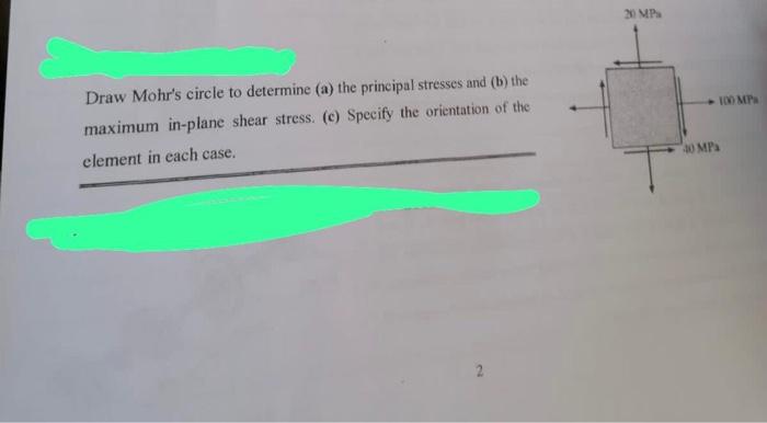 Solved Draw Mohr's circle to determine (a) the principal | Chegg.com