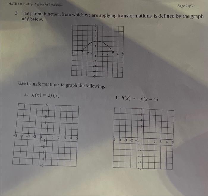 Solved MATH 1414 College Algebra for Precalculus 3. The | Chegg.com