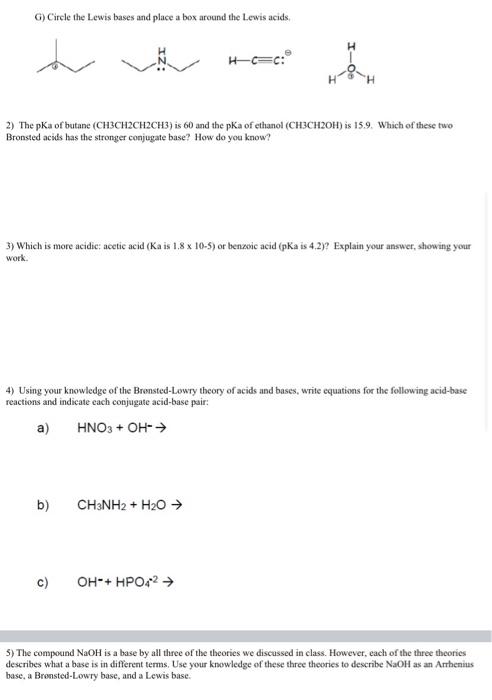 Solved G) Circle the Lewis bases and place a box around the | Chegg.com