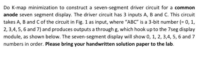 Solved Do K-map minimization to construct a seven-segment | Chegg.com