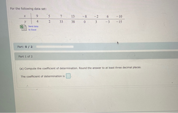 Solved a) compute the coefficient of determination. round | Chegg.com