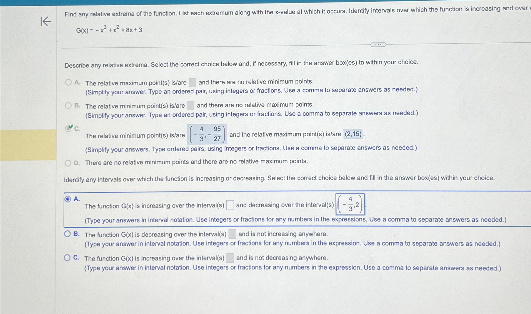 Solved Find any relative extrema of the function. List each | Chegg.com