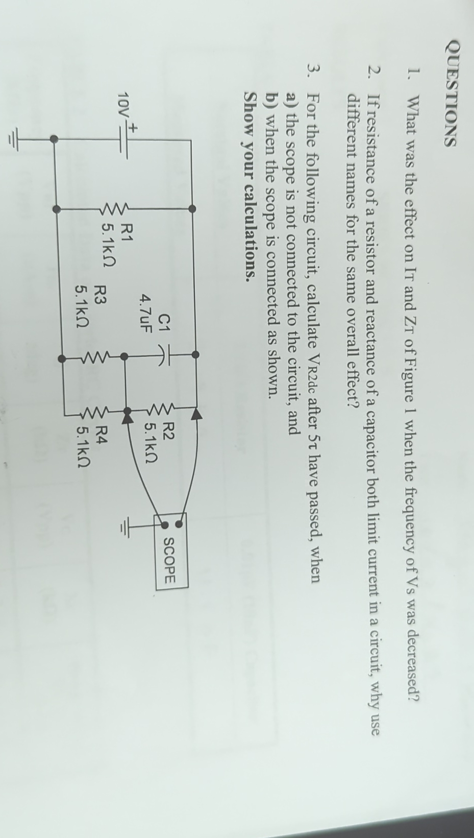 For the following circuit, calculate VR2dc after 5τ | Chegg.com