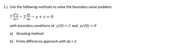 Solved 1.) Use the following methods to solve the boundary | Chegg.com