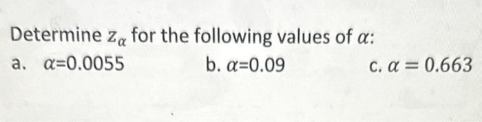 Determine zα for the following values of α : a. | Chegg.com