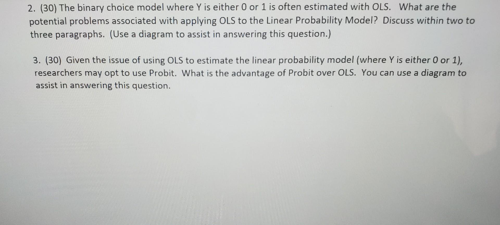 Solved 2. (30) The binary choice model where Y is either 0 | Chegg.com