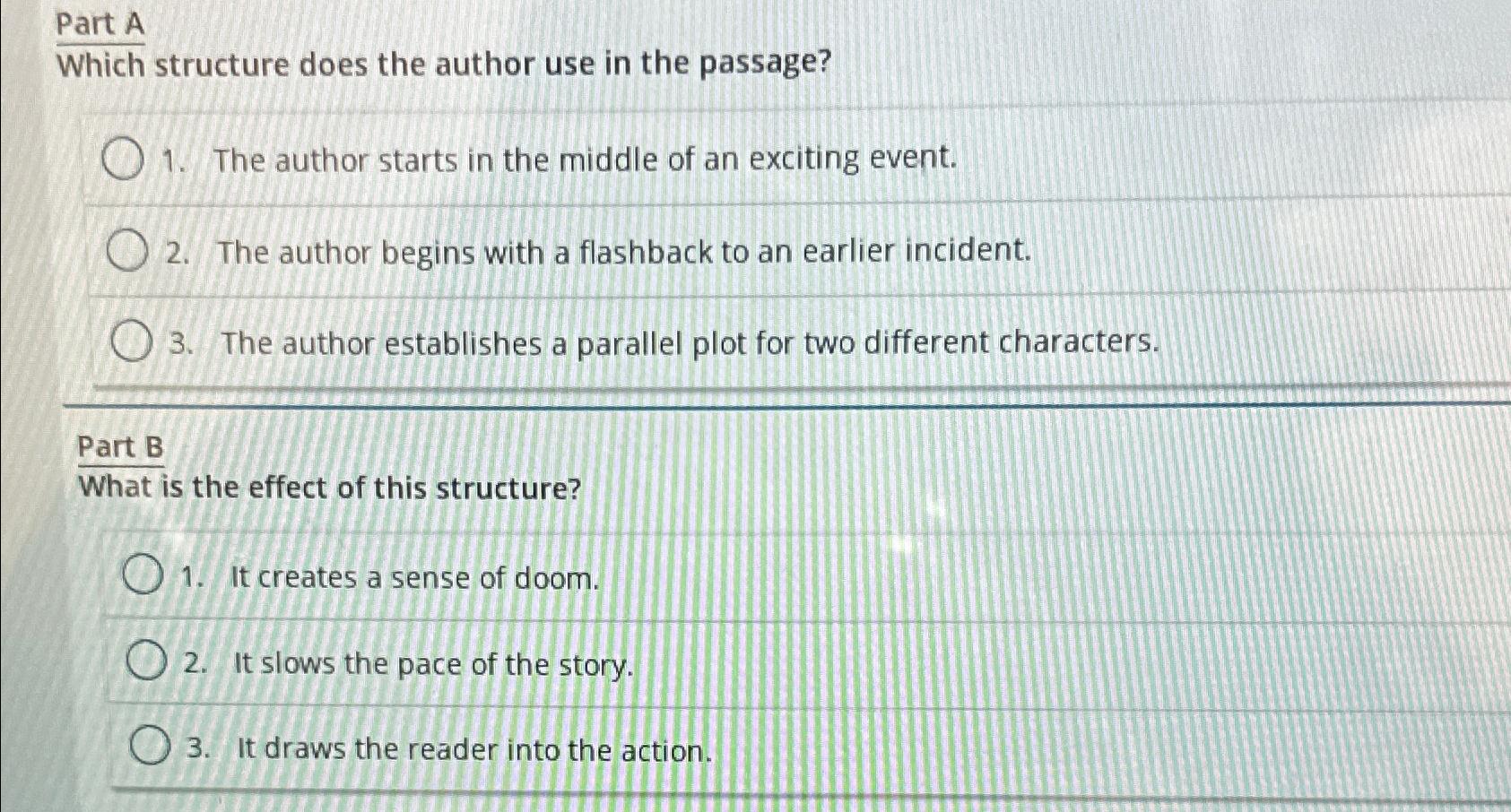 Solved Part AWhich structure does the author use in the | Chegg.com