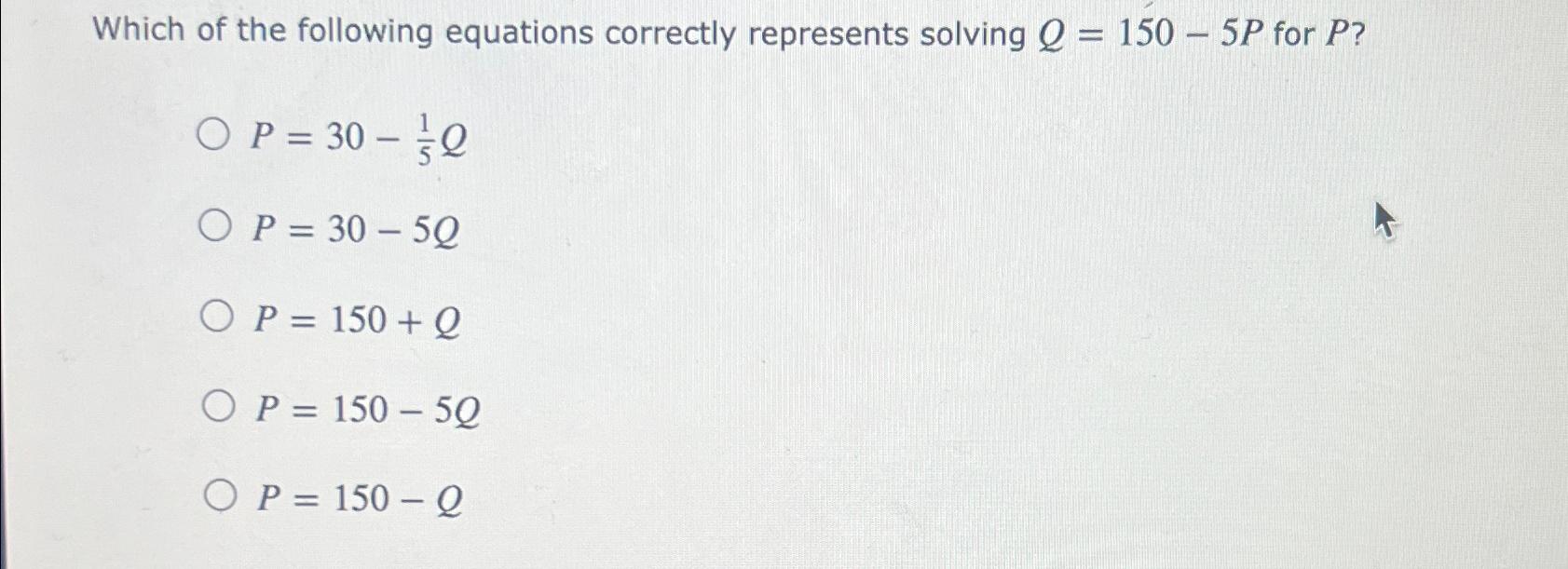 Solved Which of the following equations correctly represents | Chegg.com
