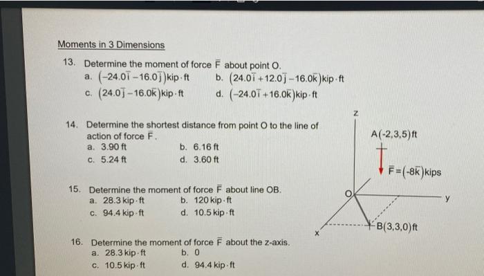 Solved Moments in 3 Dimensions 13. Determine the moment of | Chegg.com