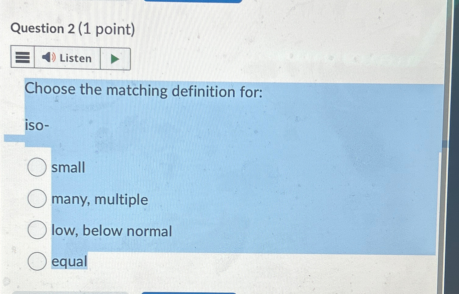 Solved Question 2 (1 ﻿point)Choose the matching definition | Chegg.com