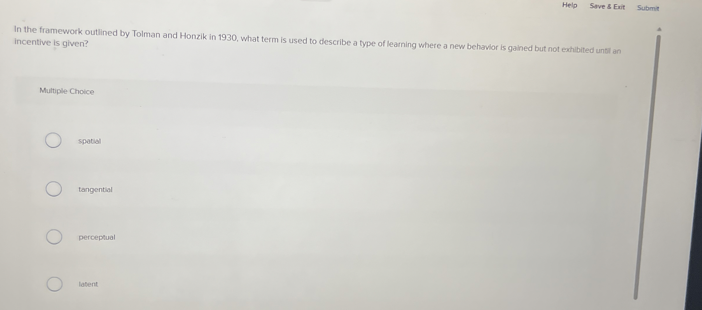 Solved In the framework outlined by Tolman and Honzik in | Chegg.com