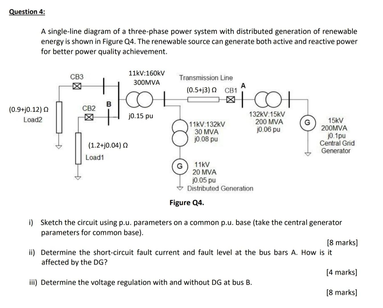 Solved A single-line diagram of a three-phase power system | Chegg.com