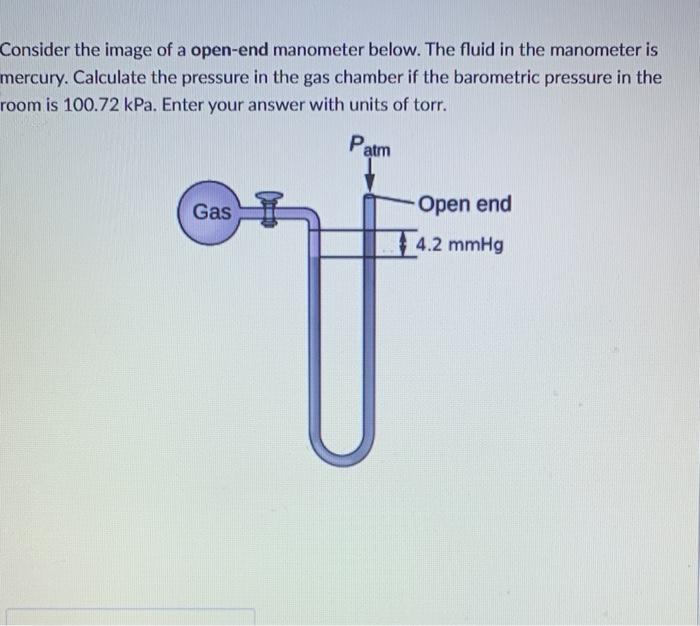 Solved Consider the image of a open-end manometer below. The | Chegg.com
