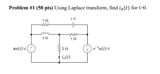 Solved Using Laplace transform, find i0(t) ﻿for t>0. ﻿I | Chegg.com