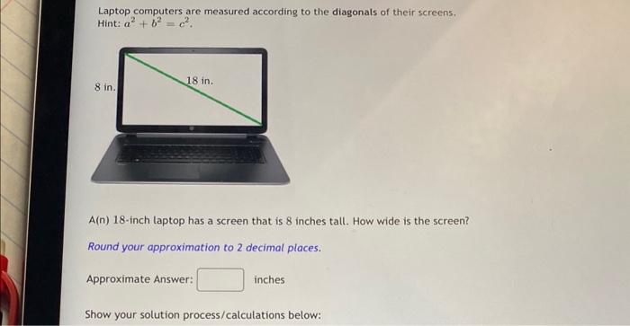 Solved Laptop computers are measured according to the | Chegg.com
