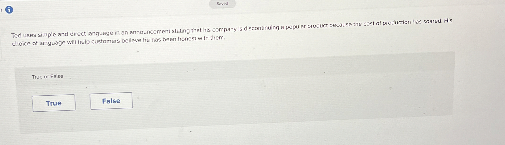 Solved Ted uses simple and direct language in an | Chegg.com