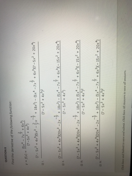 Solved QUESTIONS Find the derivative of the following | Chegg.com