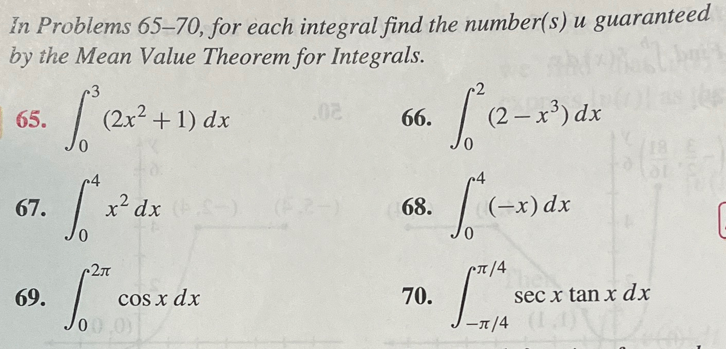 Solved In Problems 65-70, ﻿for each integral find the | Chegg.com
