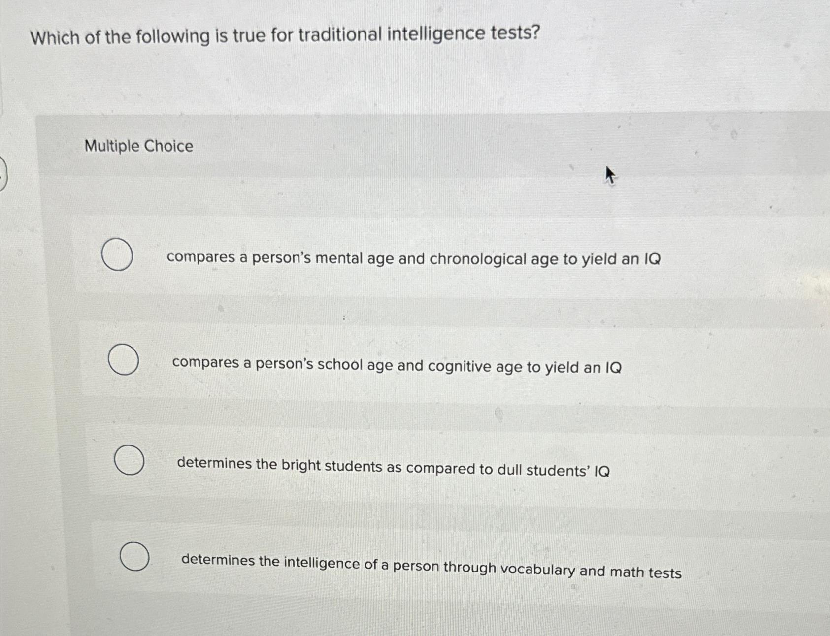 Solved Which of the following is true for traditional | Chegg.com