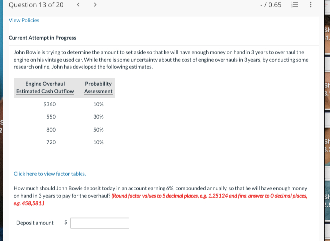 Solved Current Attempt in ProgressJohn Bowie is trying to | Chegg.com