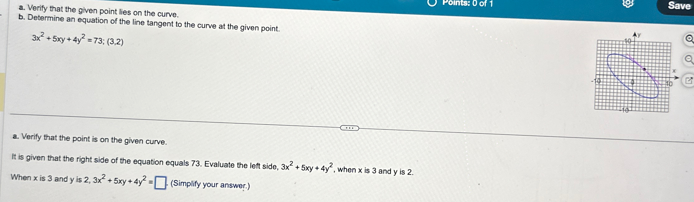 Solved a. ﻿Verify that the given point lies on the | Chegg.com