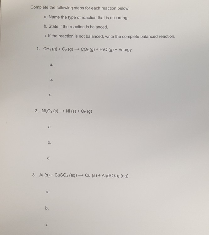 Solved Complete the following steps for each reaction below: | Chegg.com