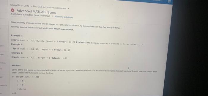 Solved CompSMAP 2022 MATLAB summative assessment Advanced | Chegg.com