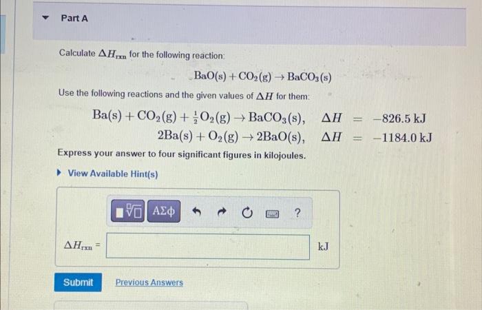 Solved Calculate ΔHrxn for the following reaction: | Chegg.com