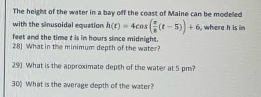 Solved The height of the water in a bay off the coast of | Chegg.com