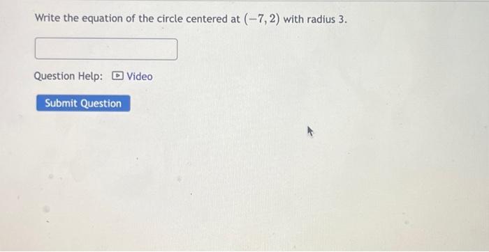 Solved Write the equation of the circle centered at (-7,2) | Chegg.com