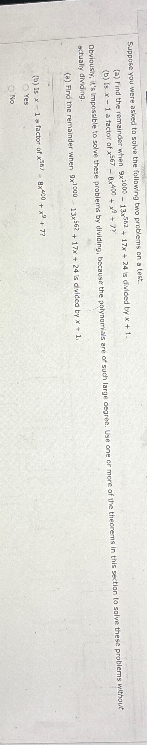 Suppose you were asked to solve the following two | Chegg.com