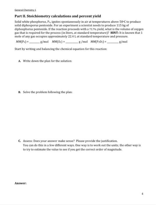 [Solved]: General Chemistry 1 Workshop 10: Stoichiometry an