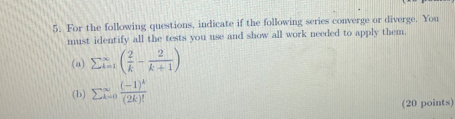 Solved For the following questions, indicate if the | Chegg.com