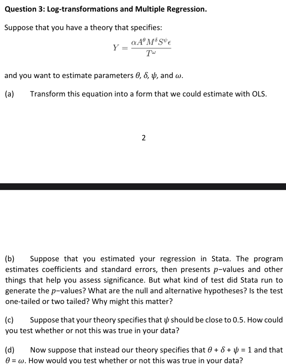 Question 3: Log-transformations and Multiple | Chegg.com