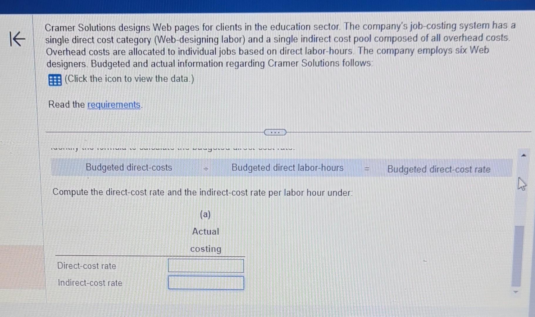 Solved Cramer Solutions designs Web pages for clients in the | Chegg.com