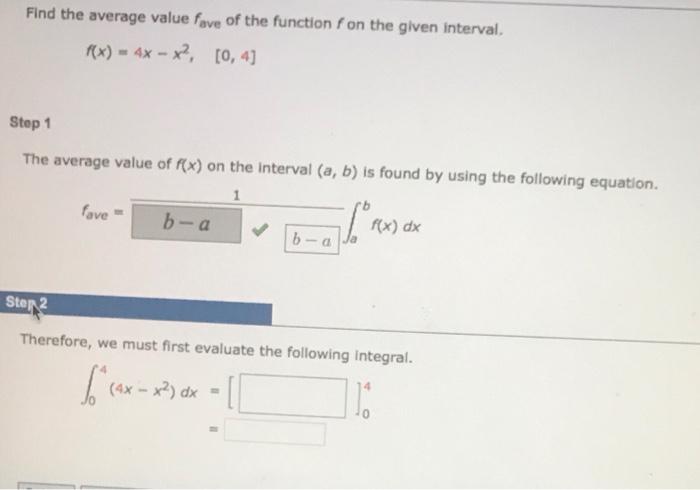 Solved Find the average value fove of the function f on the | Chegg.com