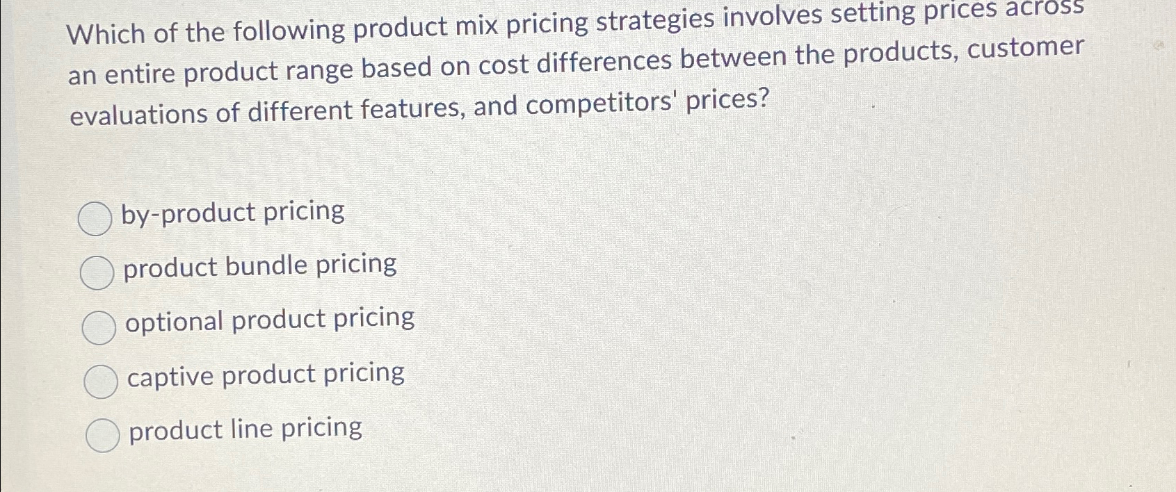 Solved Which of the following product mix pricing strategies | Chegg.com