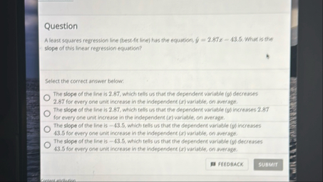Solved QuestionA least squares regression line (best-fit | Chegg.com