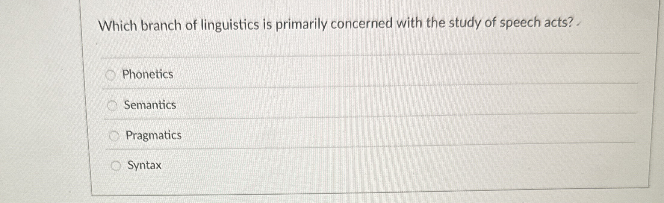 Solved Which branch of linguistics is primarily concerned | Chegg.com