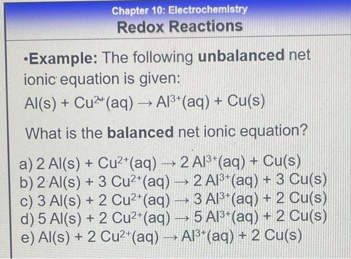 Solved Chapter 10: Electrochemistry Redox Reactions | Chegg.com