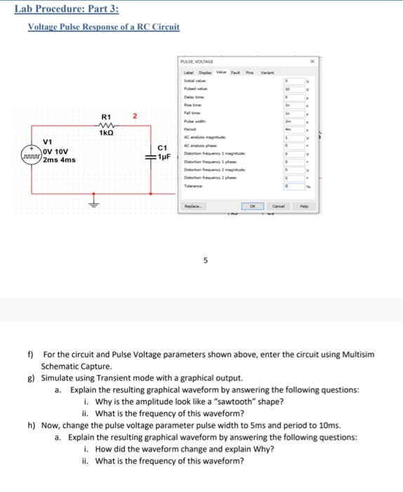 Solved Lab Procedure Part 1 Source Free Rc Circuit V T