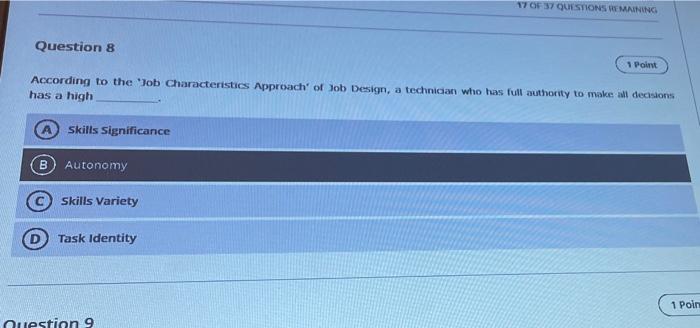 Solved 17 OF 37 QUESTIONS REMAINING Question 8 1 Point | Chegg.com