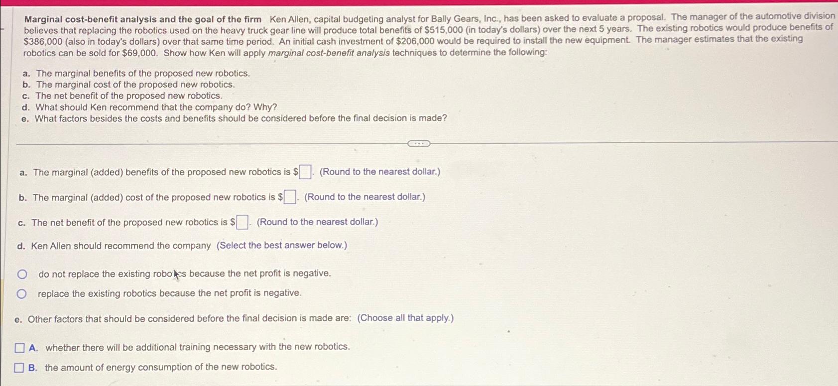 Solved robotics can be sold for $69,000. ﻿Show how Ken will | Chegg.com
