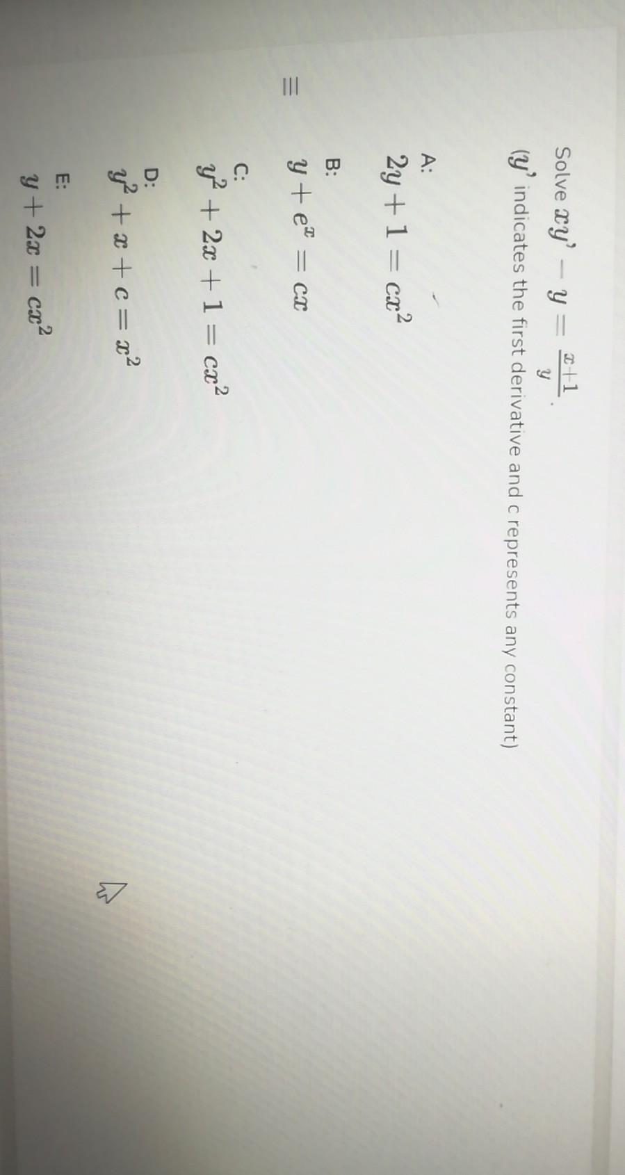 Solved Solve zy' - Y= = 341 (y' indicates the first | Chegg.com