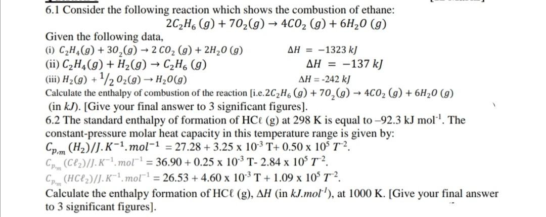 Solved - 6.1 Consider the following reaction which shows the | Chegg.com