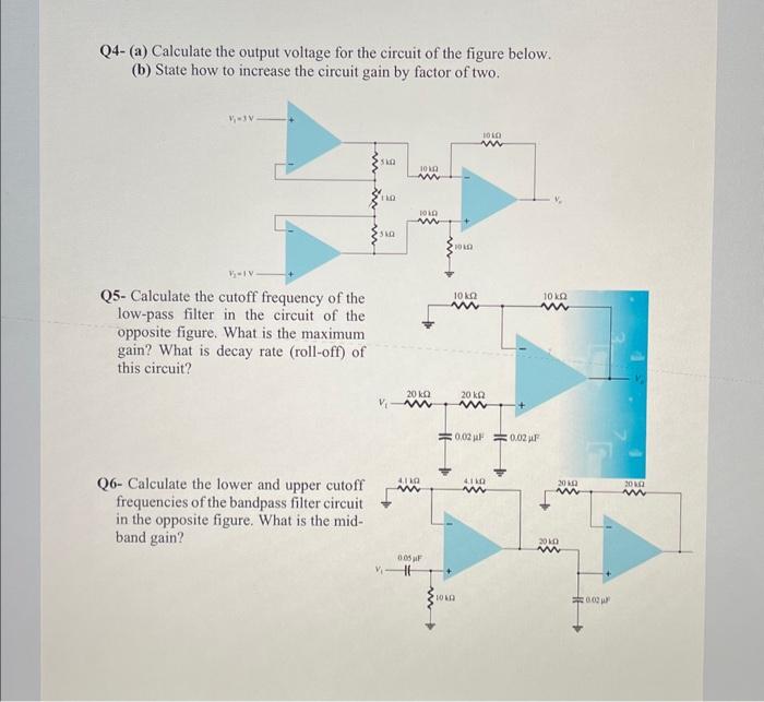 Solved Q4- (a) Calculate the output voltage for the circuit | Chegg.com