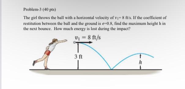 Solved The girl throws the ball with a horizontal velocity | Chegg.com