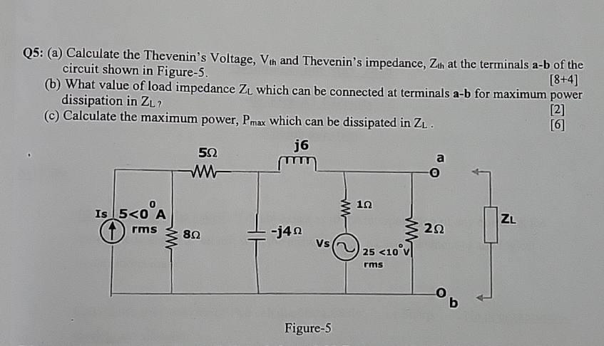 Solved Q5: (a) ﻿Calculate the Thevenin's Voltage, Vth ﻿and | Chegg.com