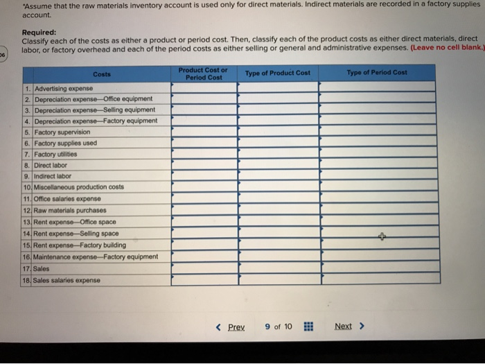 Solved CH 9 Problem 14-2A Classifying costs LO C2, C3 10 | Chegg.com