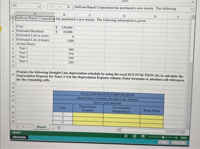 Solved FORMULAS REQUIRED FOR EXCEL. please complete the | Chegg.com